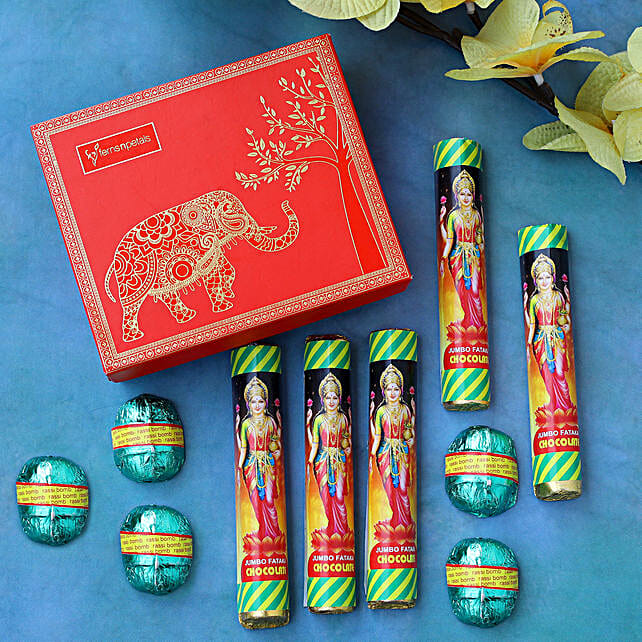 Buy/Send Jumbo & Rassi Bomb Shaped Diwali Chocolate Box Online- FNP