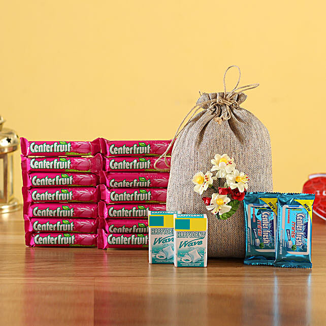 Buy/Send Drawstring Pouch With Mints & Chewing Gum Combo Online- FNP