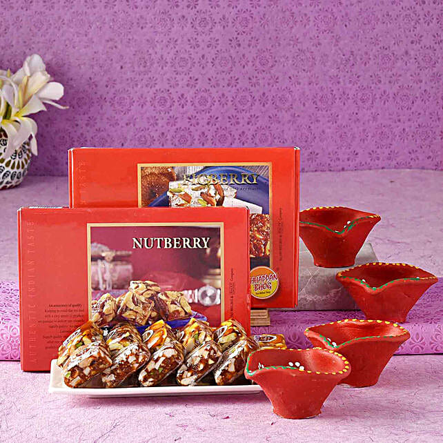 Buy/Send Chhappan Bhog Nutberry & Figberry With Diyas Online- FNP