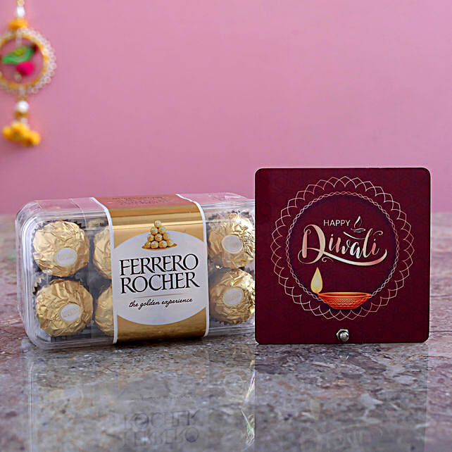 Buy/Send Happy Diwali Table Top & 16 Pcs Ferrero Rocher Box- C Online- FNP