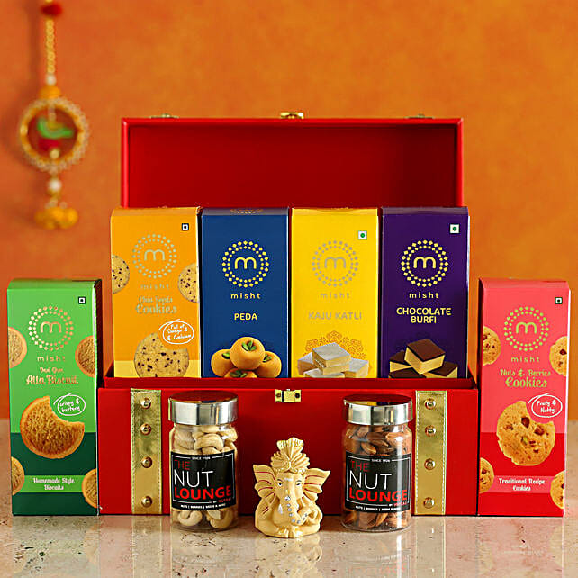 Buy/Send Assorted Misht Sweet Treats & Dry Fruits With Ganesha Idol ...