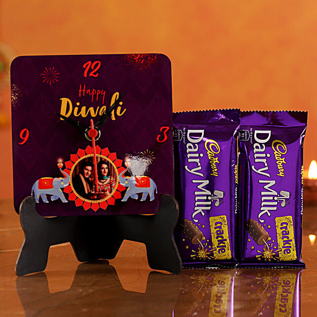Buy/Send Personalised Diwali Table Clock Cadbury Crackle Online- FNP