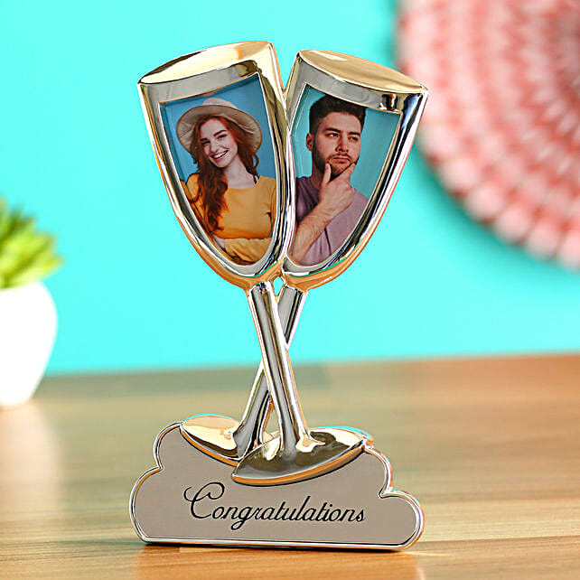 Buy/Send Personalised Metallic Champagne Glass Photo Frame Online- FNP