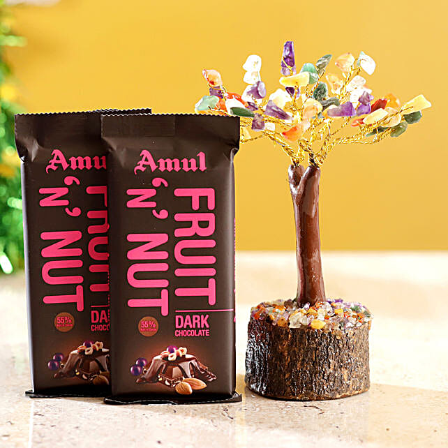 Buy/Send Colourful Stone Wish Tree & Amul Fruit N Nut Online- FNP