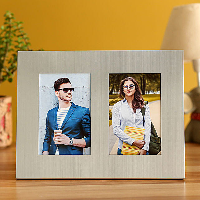 Buy/Send Personalised Metallic 2 Slots Photo Frame Online- FNP