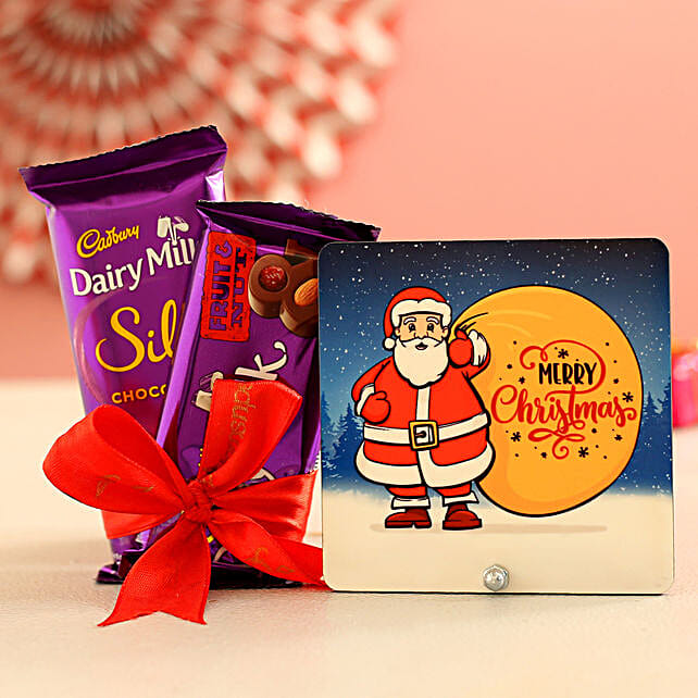 Buy/Send Merry Xmas Santa Table Top With Cadbury Silk Fruit N Nut ...