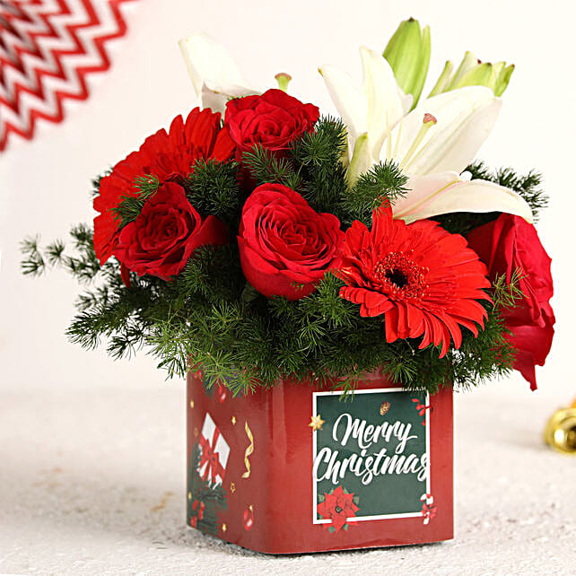 Buy/Send Merry Christmas Gerberas Roses Bunch Online- FNP