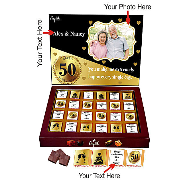 Buy/Send Personalised 50th Anniversary Chocolate Box Online- FNP