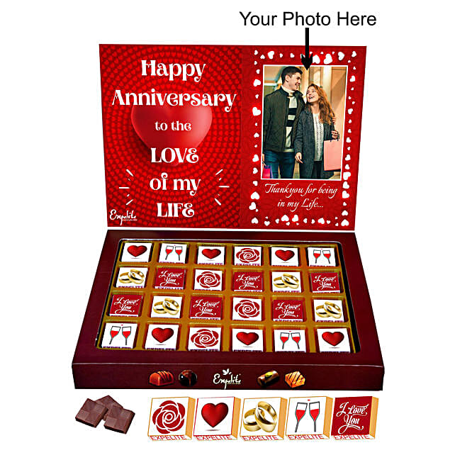 Buy/Send Personalised Anniversary Chocolate Box For Her 24 Pcs Online- FNP