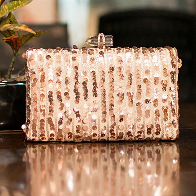 Buy/Send Light Peach Clutch Bag Online- FNP