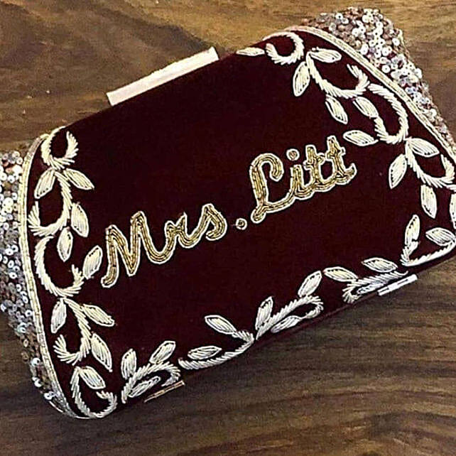 Buy/Send Fancy Maroon Clutch 8 X 4 cms Online- FNP