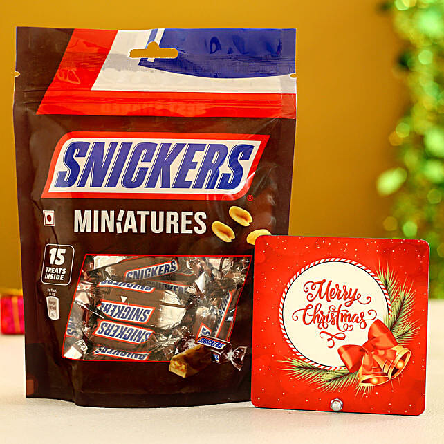 Buy/Send Christmas Bells Table Top & Snickers Combo Online- FNP