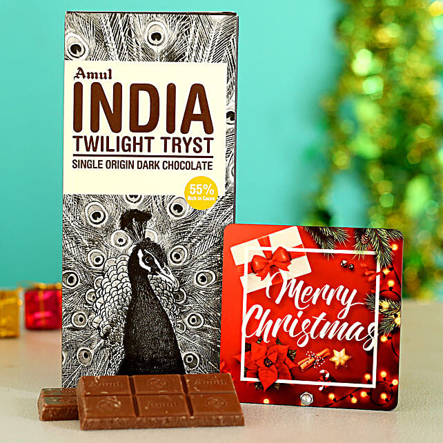 Buy/Send Merry Christmas Table Top & Amul Choco Combo Online- FNP
