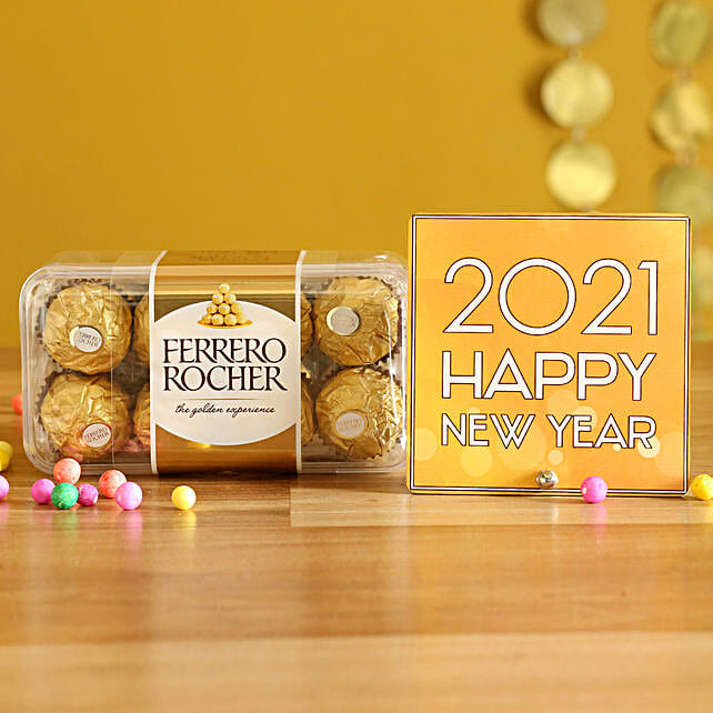Buy/Send Happy New Year Table Top & Ferrero Rocher Mini Chocolate Box ...