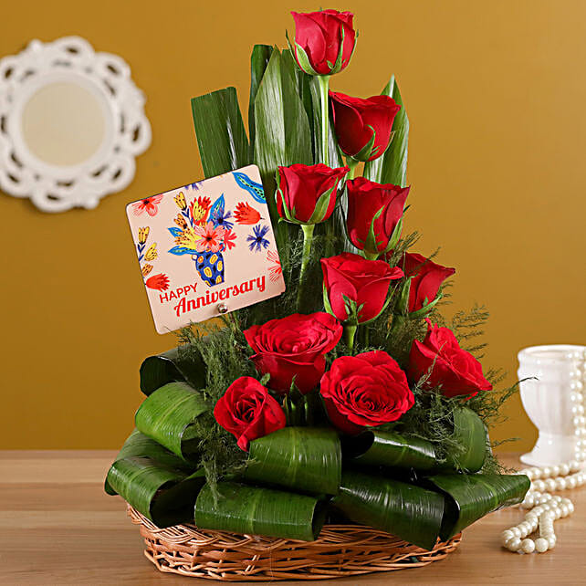 Buy/Send 10 Red Roses Anniversary Arrangement Online- FNP
