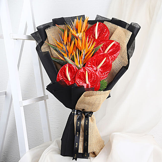 Buy/Send Assorted Flowers Bouquet Tied With FNP Red Ribbon Online ...