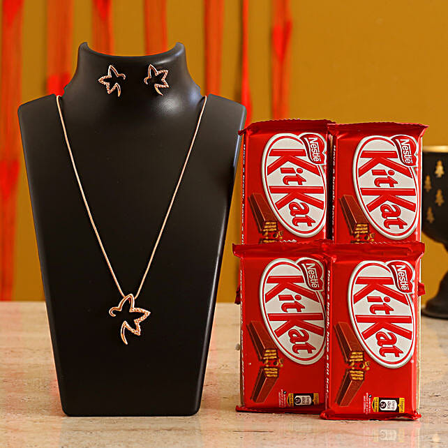 Buy/Send Beautiful Necklace Set With Kitkat Chocolates Online- FNP