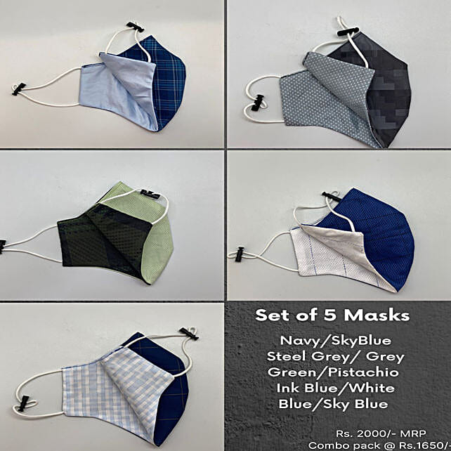 Buy/Send Pack Of 5 Reusable & Reversible Masks Online- FNP