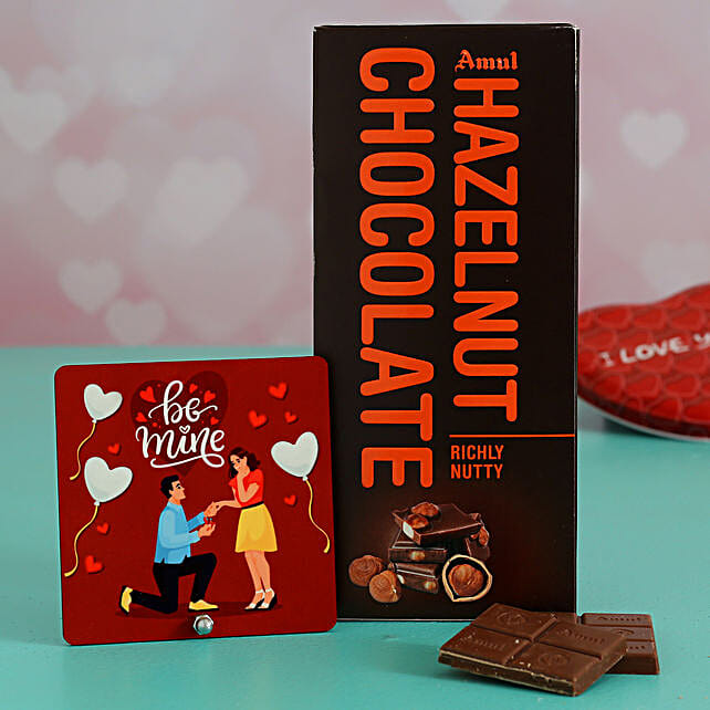 Buy/Send Amul Hazelnut Chocolate With Printed Table Top Combo Online- FNP