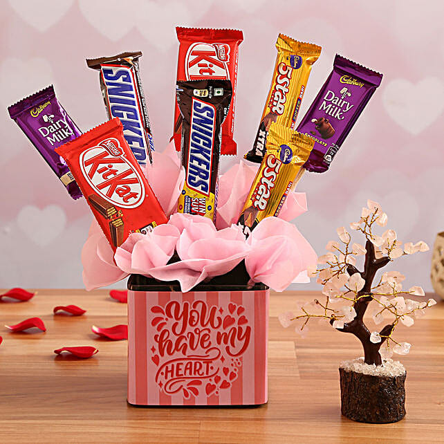 Buy/Send Chocolate Set In Cute Vase & Wish Tree Online- FNP