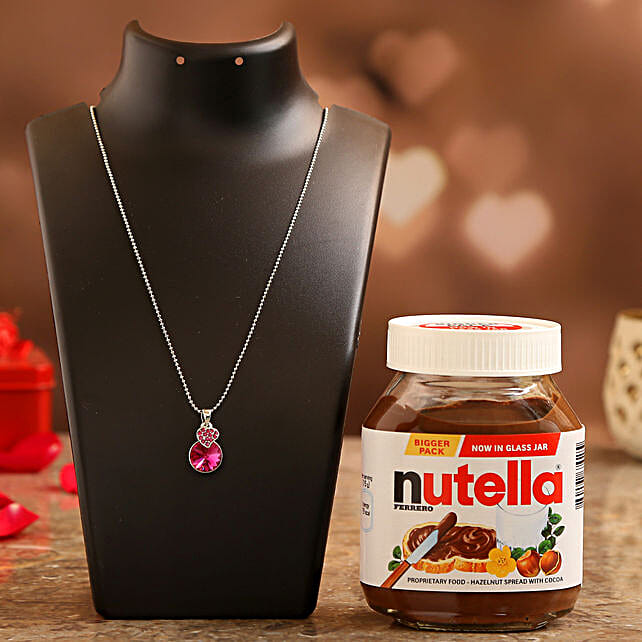 Buy/Send Elegant Pink Pendant & Nutella Bottle Online- FNP