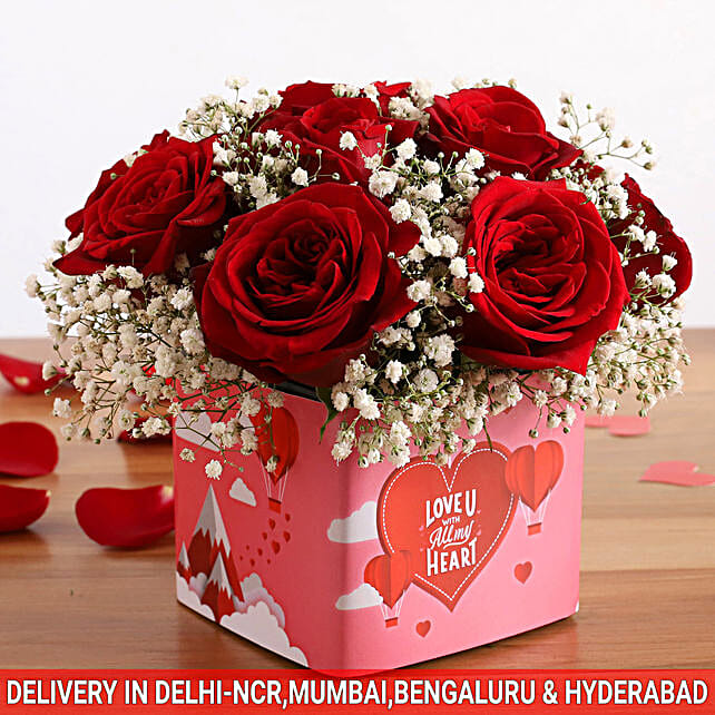 Buy/Send Special Red Roses In Love You Vase Online- FNP