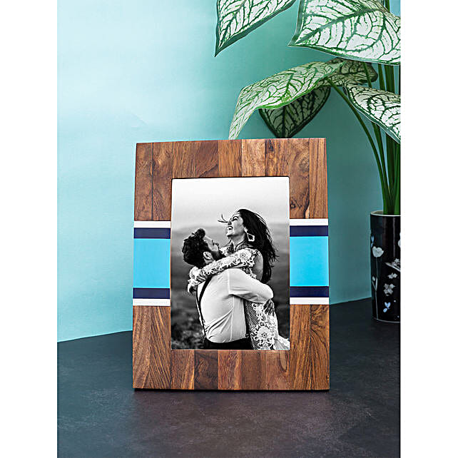 Buy/Send Personalised Blue and White Pretty Wooden Photo Frame Online- FNP