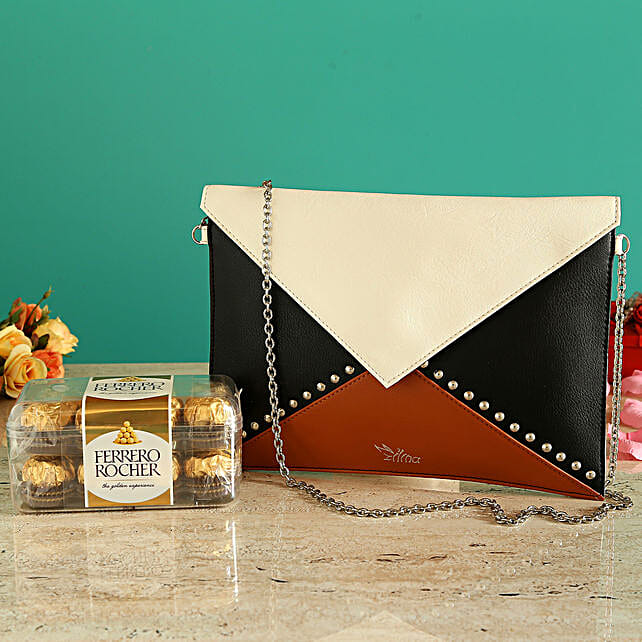 Buy/Send Stylish Sling Bag And Ferrero Rocher Chocolates Online- FNP
