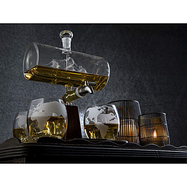 Buy/Send Sailing Ship Whiskey Decanter Set With 4 Globe Glasses Online ...