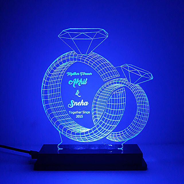 Buy/Send Personalised Couple Rings LED Lamp Online- FNP