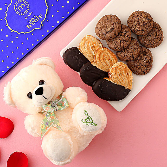 Buy/Send Misht Choco Cookies & Cute Teddy Hamper Online- FNP