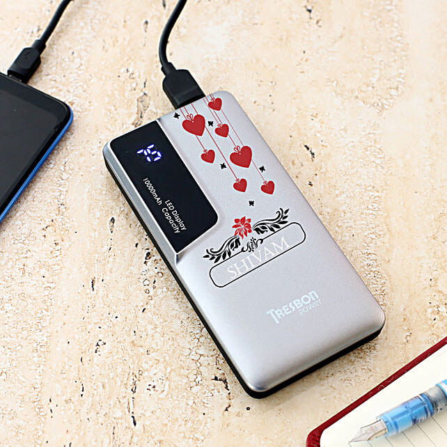 Buy/Send Personalised Hanging Hearts Tresbon Power Bank Online- FNP