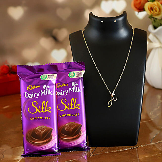 Buy/Send A Shape Pendant & Dairy Milk Silk Combo Online- FNP