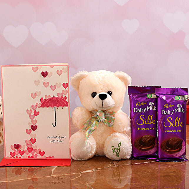 Buy/Send Cute Teddy & Dairy Milk Silk Combo Online- FNP