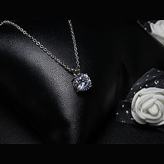 Buy/Send GIVA Silver Zircon Pendant With Chain Online- Ferns N Petals