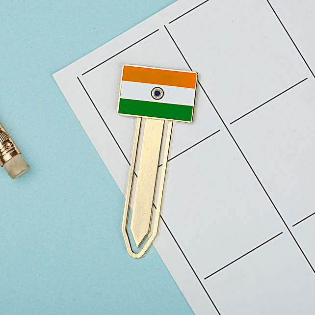 Buy/Send Indian Flag Metallic Bookmark Online- FNP