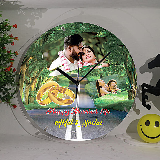 Buy/Send Happy Married Life Personalised Wall Clock Online- FNP