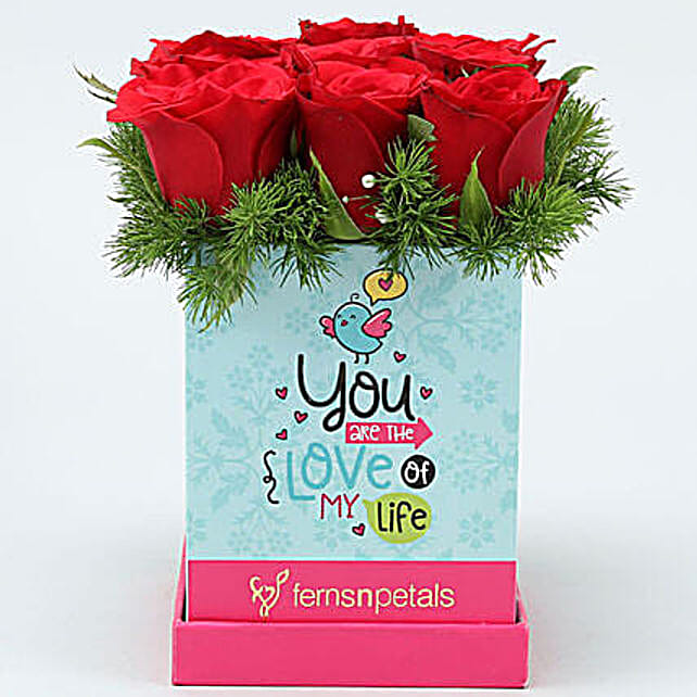 Buy/Send Red Roses Love Of My Life Blue Box Online- Ferns N Petals