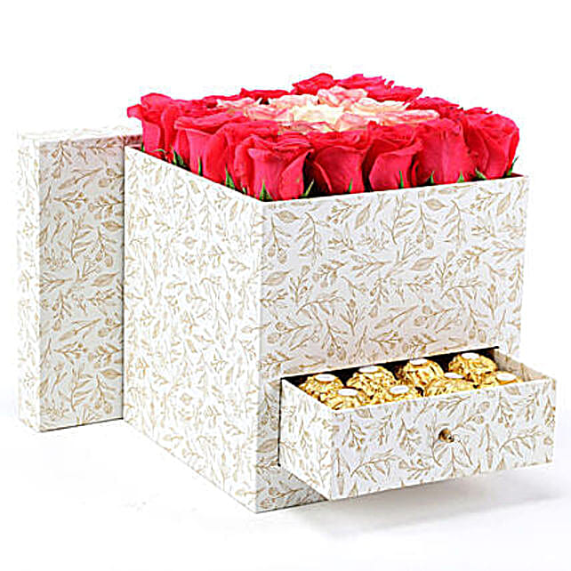 Buy/Send Roses Designer Box & Ferrero Rocher Online- Ferns N Petals