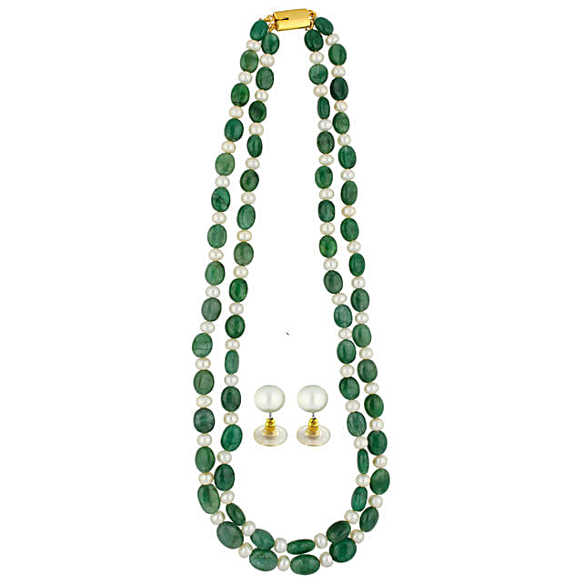 Buy/Send 2 String Emerald Pearl Necklace Online- FNP