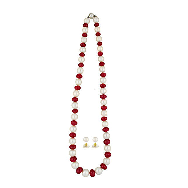 Buy/Send Exclusive Ruby Pearl Necklace Online- FNP