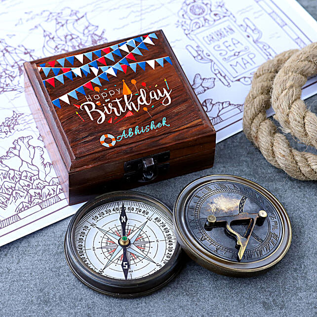 Buy/Send Sun Dial Compass With Personalised Birthday Box Online- FNP