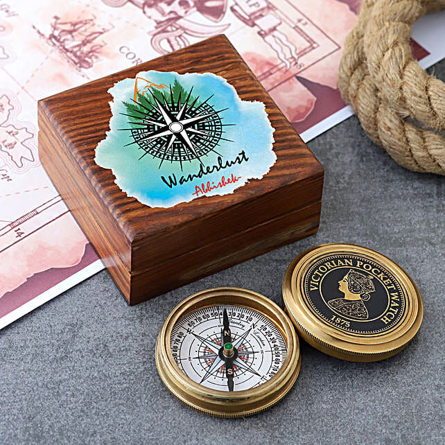Buy/Send Victorian Compass With Personalised Wanderlust Box Online- FNP