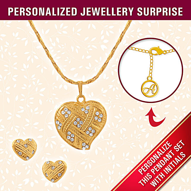 Buy/Send Personalised Gold Pendant Beautiful Set Online- FNP