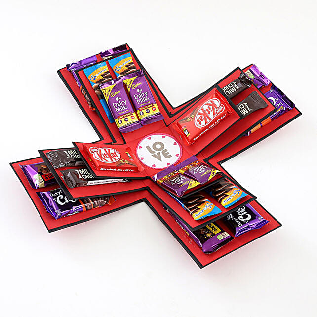 Buy/Send 3 layer red n black chocolate explosion box Online- FNP