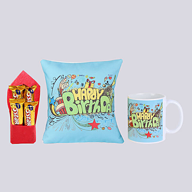 Buy/Send hbd cushion n coffee mug chocolate Online- FNP