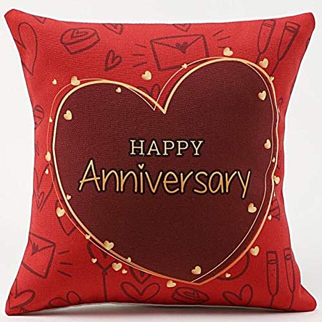 Buy/Send heart print happy anniversary cushion Online- FNP