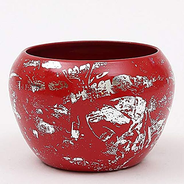 Buy/Send red gitter metal pot Online- FNP