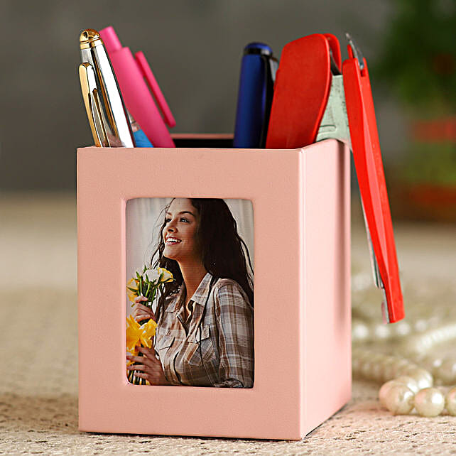 Buy/Send Personalised PU Leather Photo Frame Pen Stand Online- FNP