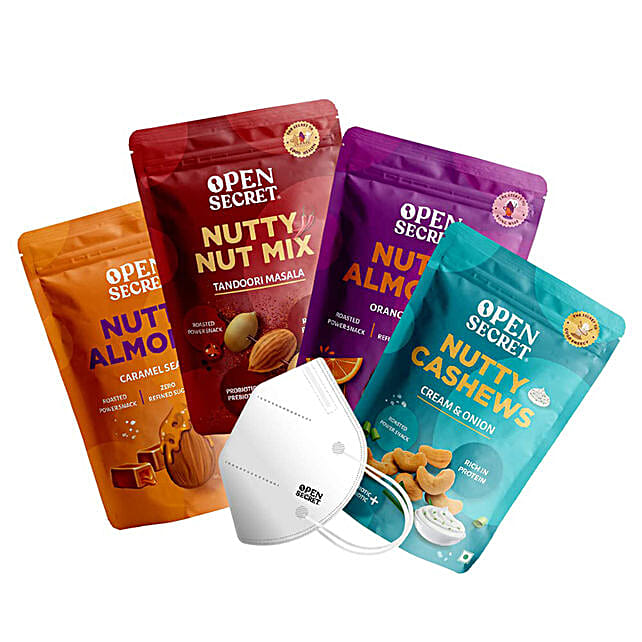 Buy/Send Fathers Day Open Secret Dry Fruits Nuts With Mask Hamper ...